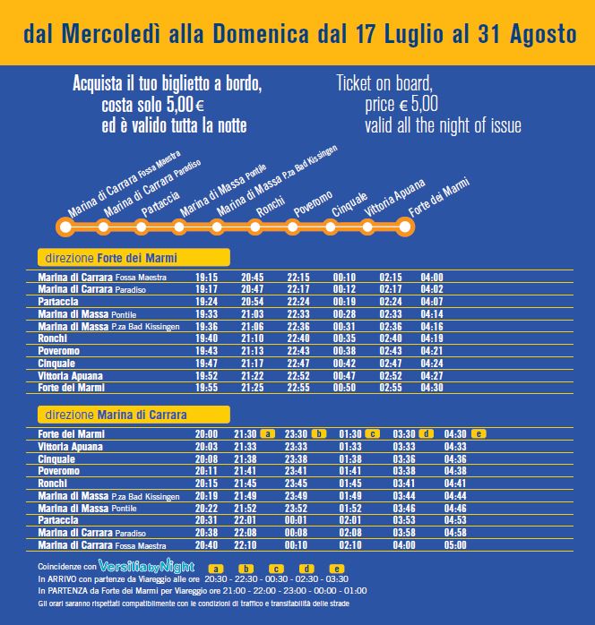 Torna il “Bus sotto le stelle” sulla costa apuana: da Marina di Carrara ...